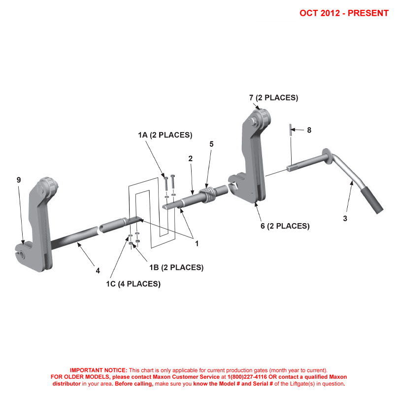 Maxon RCT (Oct 2012 - Present) Main Frame Column Assembly Diagram (2 OF ...