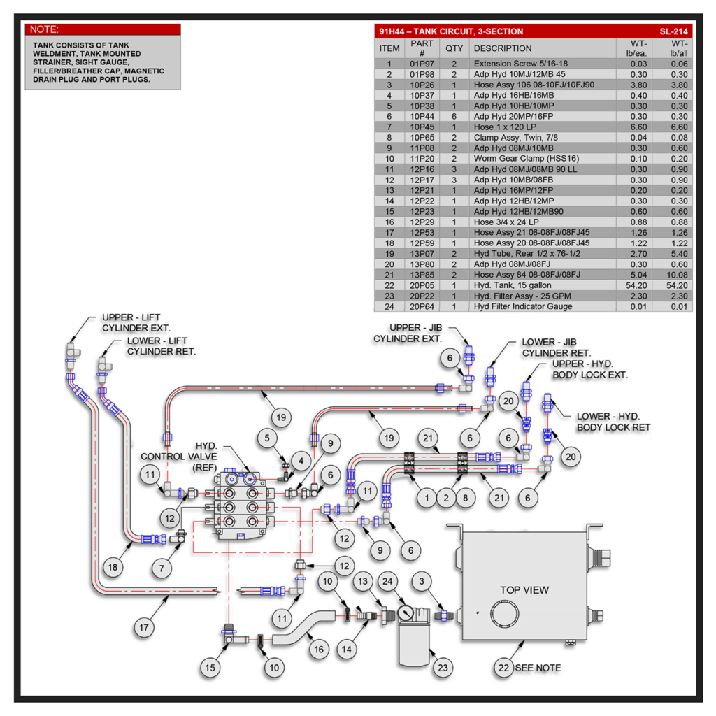 Swaploader SL-214 Fixed Jib Sub-Assembly Diagram From ITEParts.com