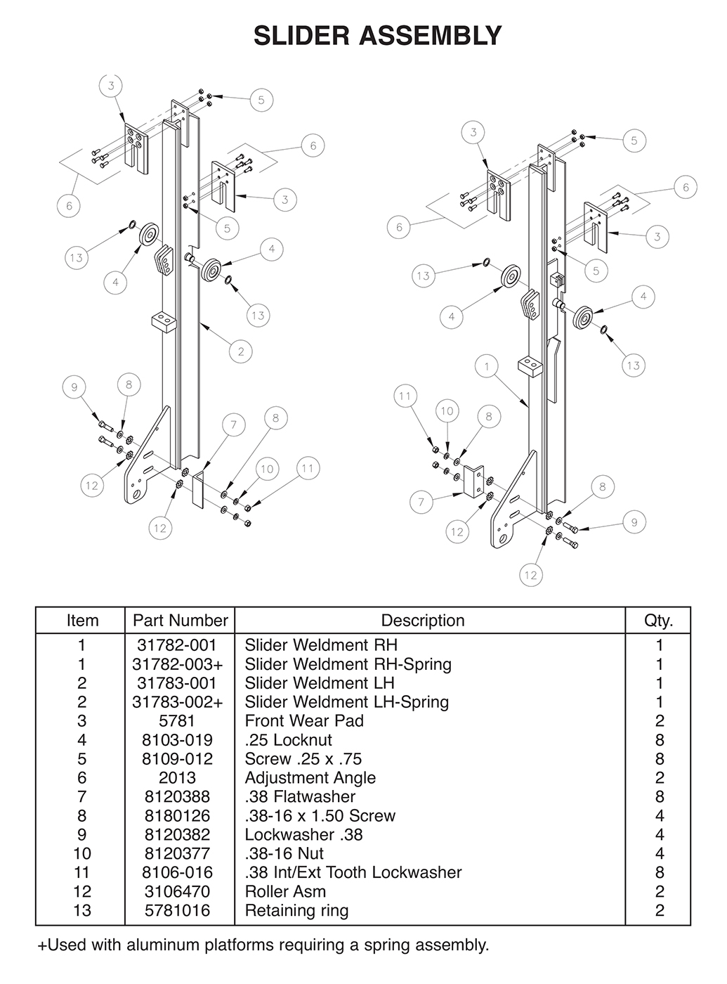 Thieman Tailgates TVLR2020A-SA-DG - TVLR 20/20A Slider Assembly Diagram ...
